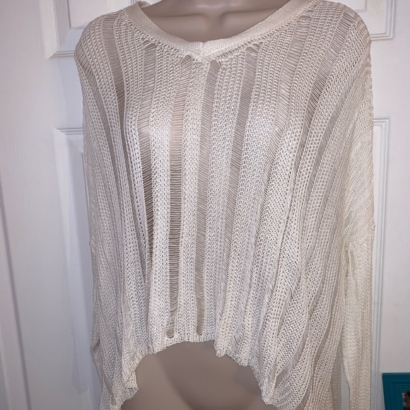 Fashion Nova | Tops | Catherine Sweater Sheer Net Shredded Distressed ...